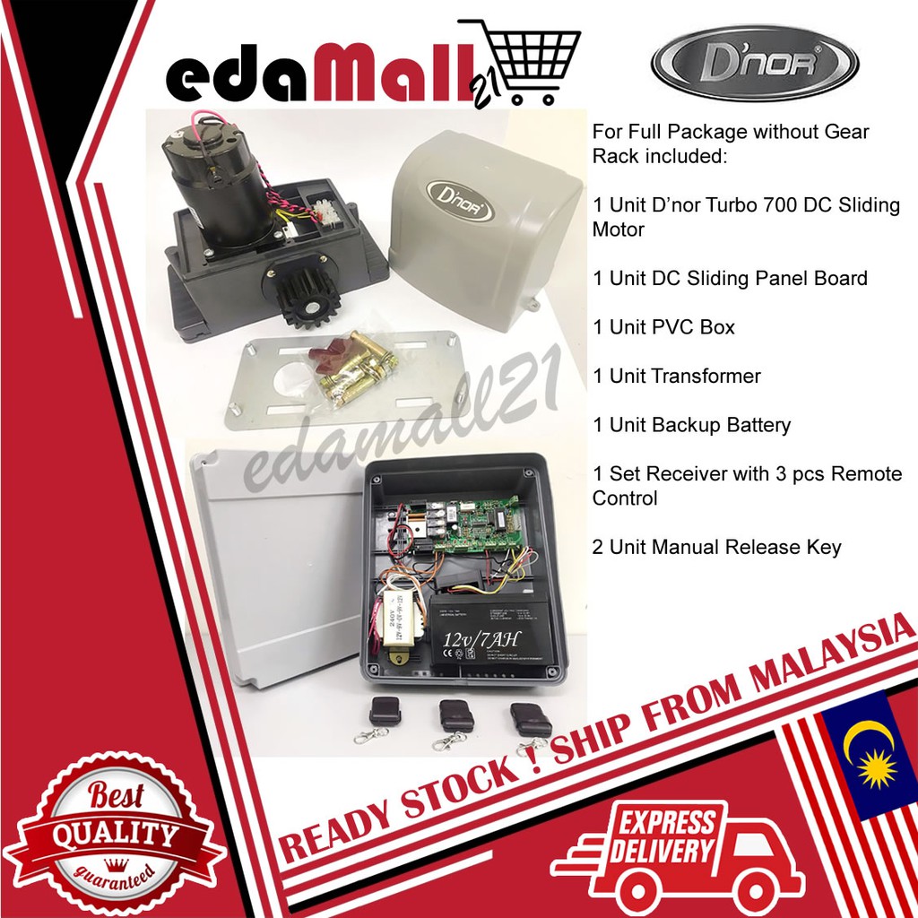 Dnor Turbo 700 DC Sliding Motor Autogate (Full Set Without Gear Rack ...
