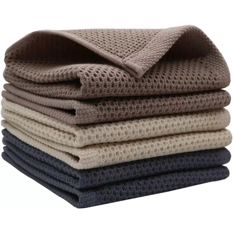 Quick Dry Waffle Weave Cotton Kitchen Towel / Dish Cloths | Shopee Malaysia