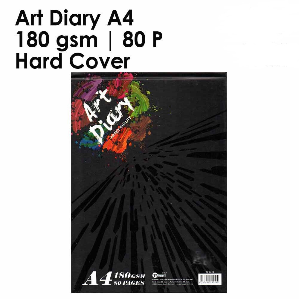 Ukami A4 Hard Cover Art Diary/Sketch Book 180gsm x 80P | Shopee Malaysia