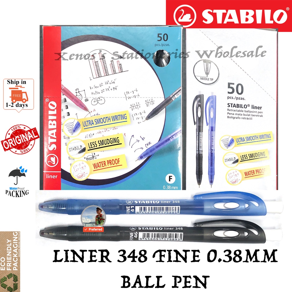 [ 50 PCS ] STABILO LINER 348 FINE BALL PEN 0.5MM / STABILO 348 FINE ...