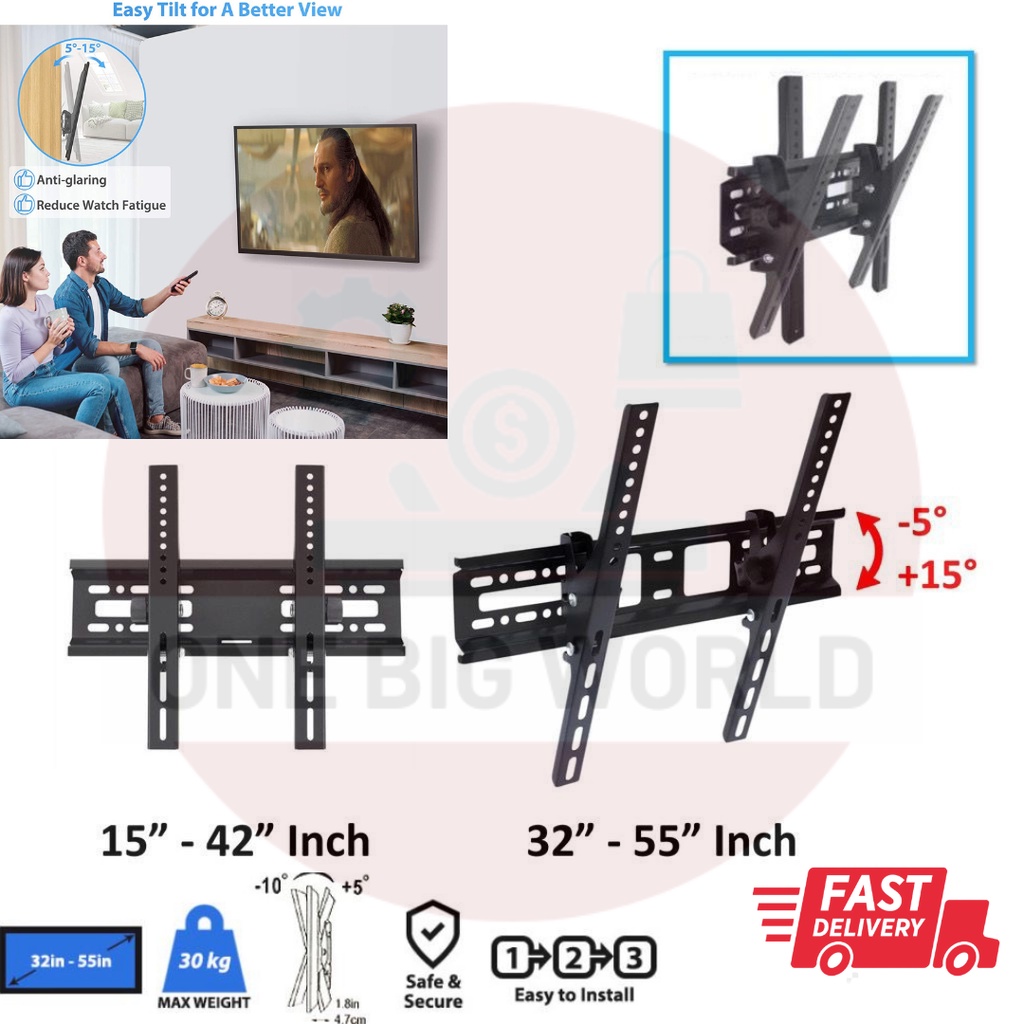 Universal 15" - 42" / 32" - 55" Inch Adjustable Tilt LED LCD PLASMA TV ...