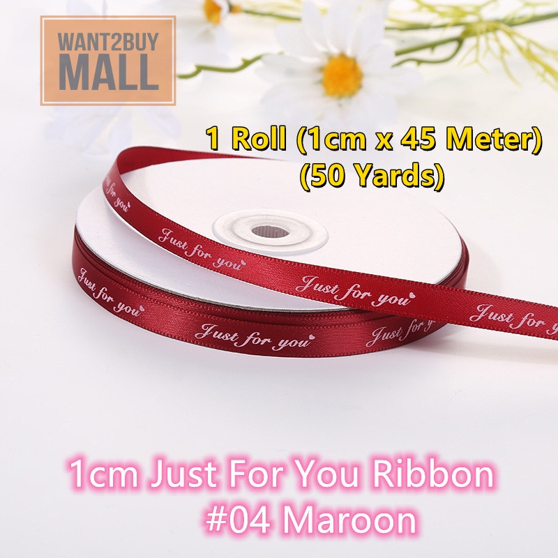 🇲🇾 🏆 1cm 50 Yard Roll Just For You Polyester Ribbon Wedding Party ...