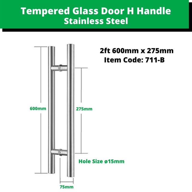 600mm 2ft Stainless Steel Pull Handle H Shape Tempered Glass Door ... 600mm 2ft Stainless Steel Pull Handle H Shape Tempered Glass Door ...