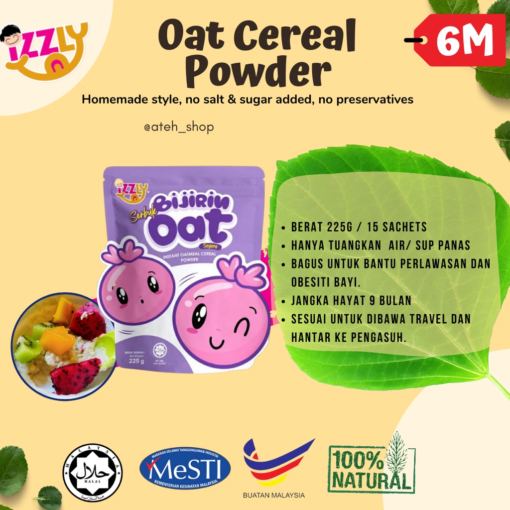IZZLY BABYFOODS Instant oat new packaging porridge bijirin oat segera ...