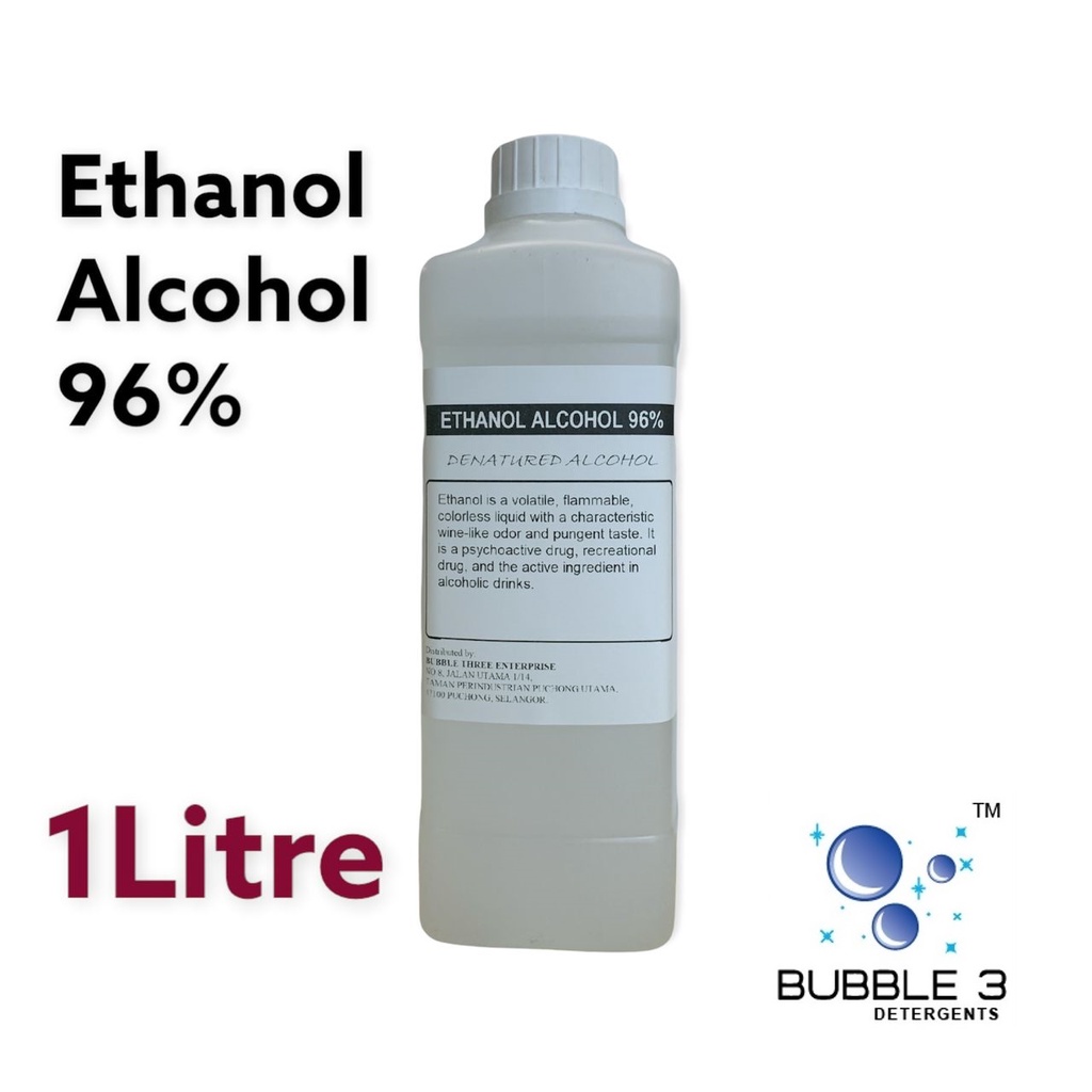 Ethanol Alcohol 96% & 75% (Medical Grade) - 1Litre / Ethyl Alcohol ...