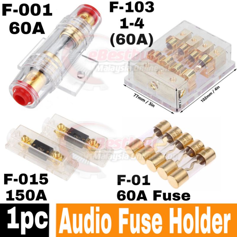 1pc Fuse Holder 60A Car Audio line 4 8 Gauge AWG AGU Box 60 Amp 150 ...