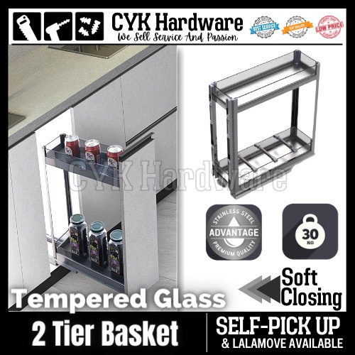Kitchen Cabinet Tempered Glass Sauce Rack With Soft Closing System ...