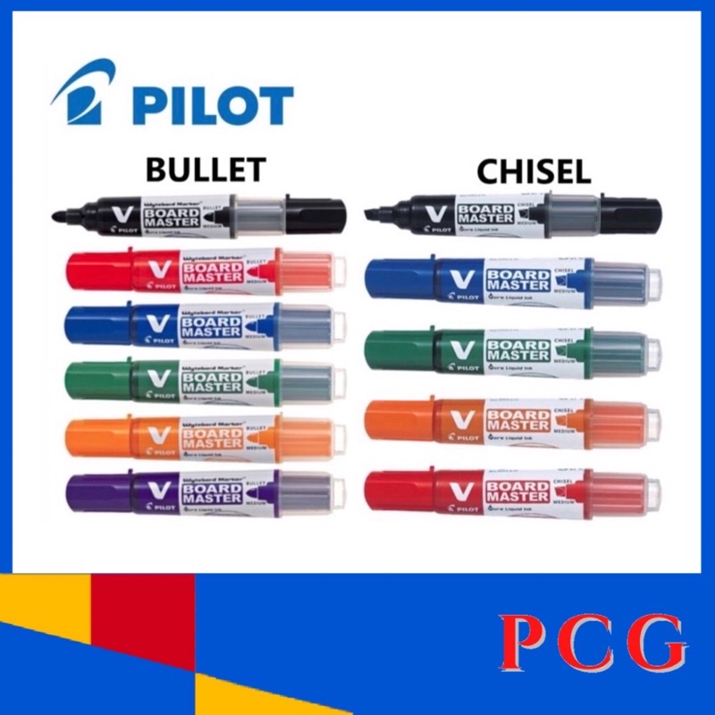 PILOT V-BOARD MASTER REFILLABLE WHITEBOARD MARKER BULLET/CHISEL ...