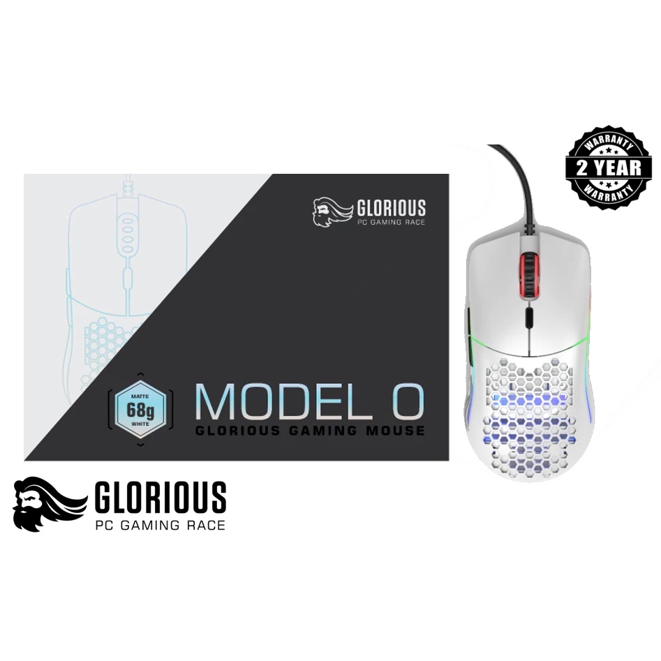 Glorious Model O Matte White Gaming Mouse Wired (lightweight / PIXART ...