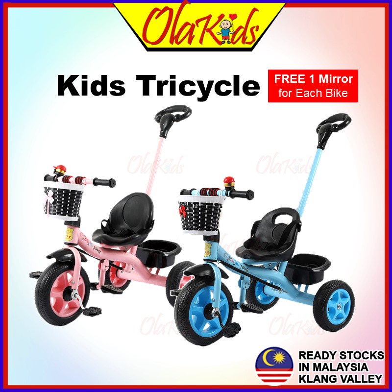 OLAKIDS Kids Hand Push Tricycle Bike Three Wheels Children Bicycle ...