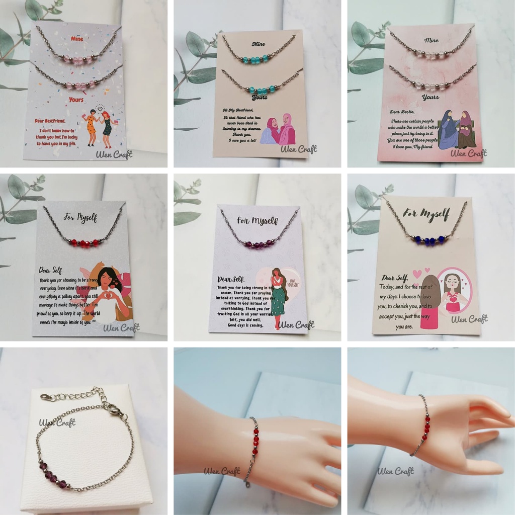 (ANTI RUST) Bestie Bff Friendship Love Yourself Bracelet Free Cute Card ...