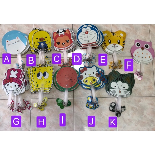 Cartoon Hand Fans ( Hello Kitty , Doraemon , Sponge Bob , Chopper ...