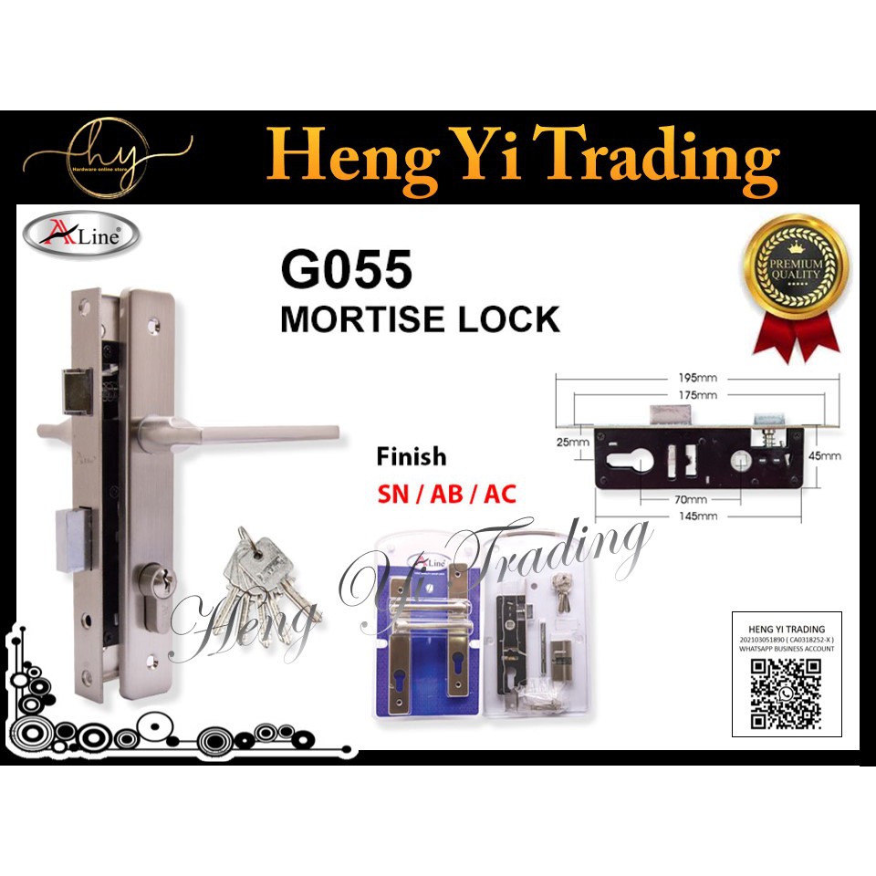 ALINE Mortise Lock Handle Entrance Iron Door Gate Lock Set G055 ...
