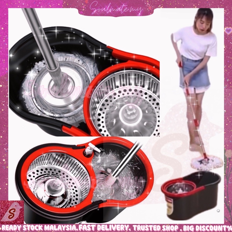 MOP AJAIB🌟MOP LANTAI FLOOR MOP SPIN MOOP LANTAI SPIN MOP VIRAL CUCI ...