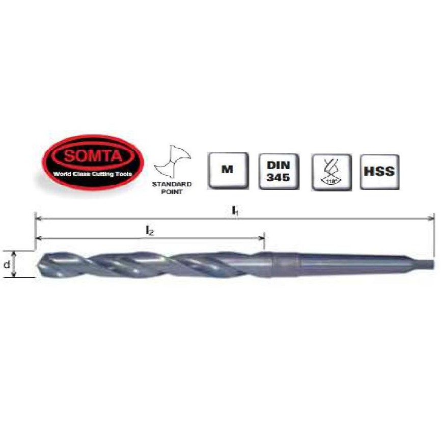 Somta Morse Taper Shank Drill - MT2 (14 ~18.5mm) (HSS) DIN 345 (Original) | Shopee Malaysia