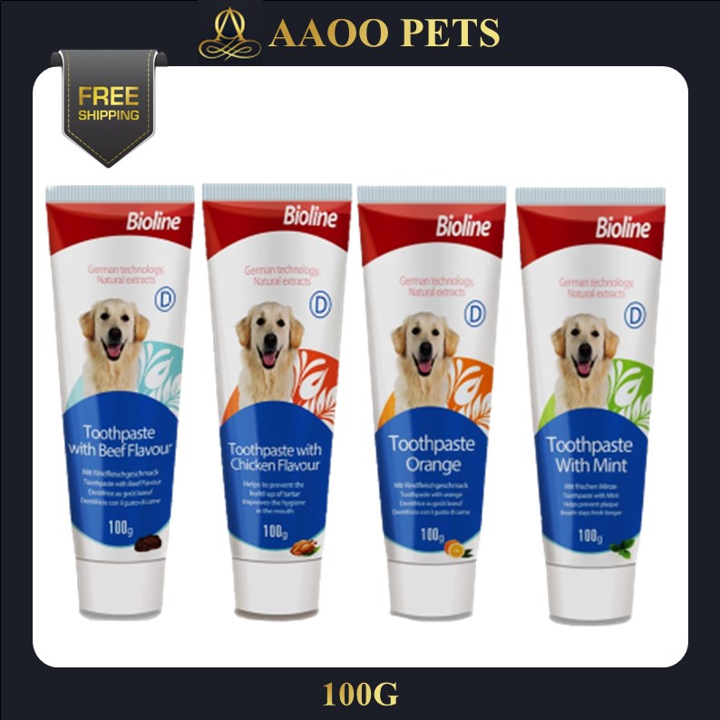 Bioline Toothpaste Dental Care Gel 100g For Dog ( Mint , Orange ,Beef ...