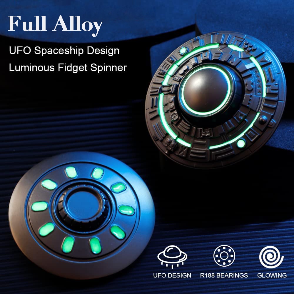 UFO Model Spaceship Fidget Spinner Full Metal Finger Hand Spinner Anti ...