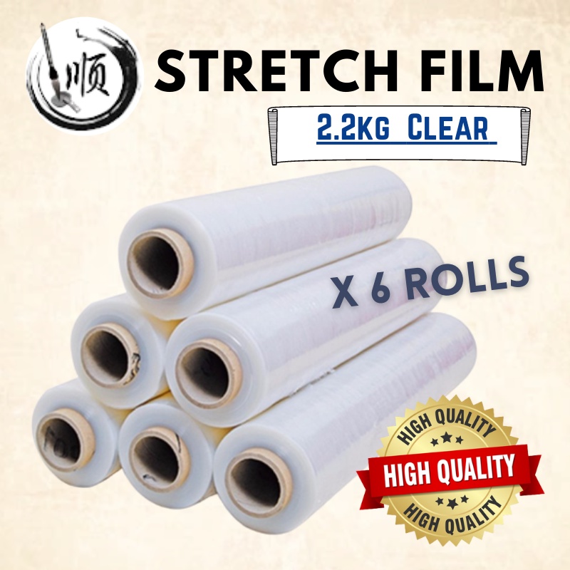 1CTN 6roll Stretch Film 2.2kg Transparent Clear Packaging Film Wrapping ...