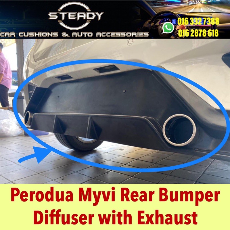 Perodua Myvi 2021 rear bumper diffuser bodykit with exhaust | Shopee ...
