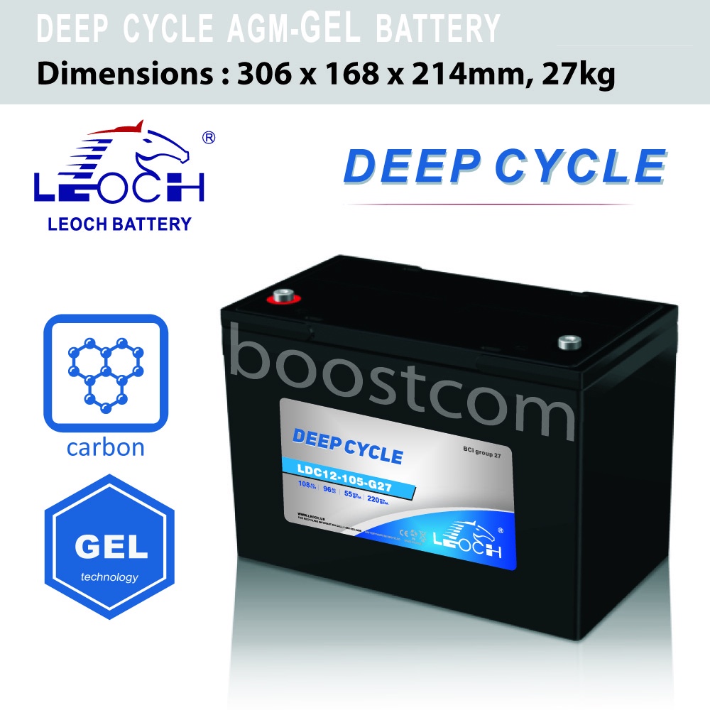 LEOCH Deep Cycle AGM GEL LDC12105 12V 105 AH 105AH Sealed Lead Acid Battery | Shopee Malaysia