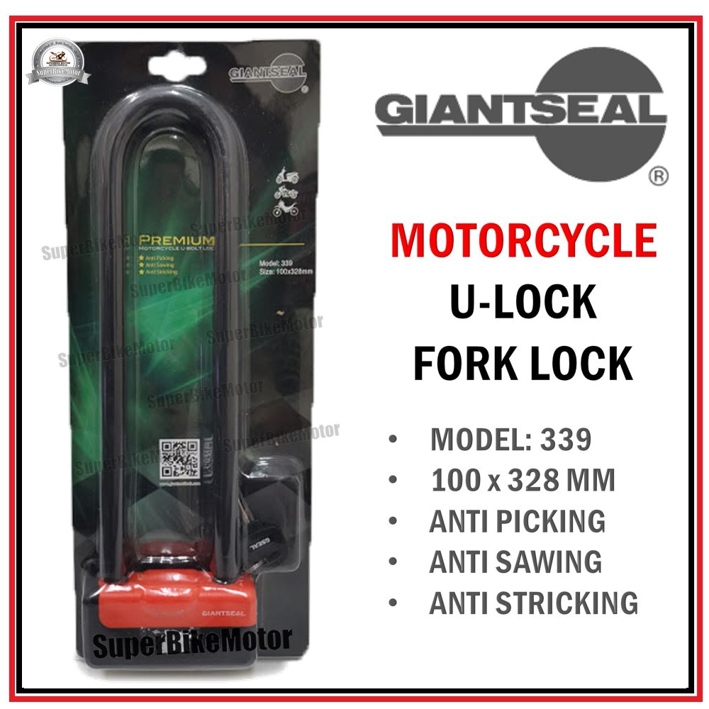 GIANTSEAL MOTORCYCLE U Lock / Fork Lock - 100x328MM 100X290MM | Shopee ...