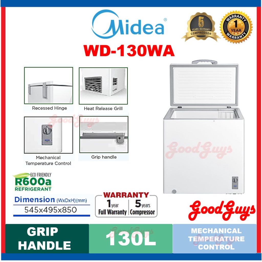 [Seller's Own Fleet] Midea WD-130WA Chest Freezer 130L / R600a (WD130WA ...