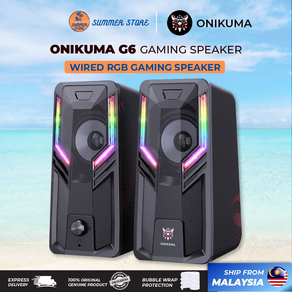 Onikuma G6 USB Speaker Laptop Desktop Stereo Mini Speaker With RGB LED Light AUX Audio For PC ...