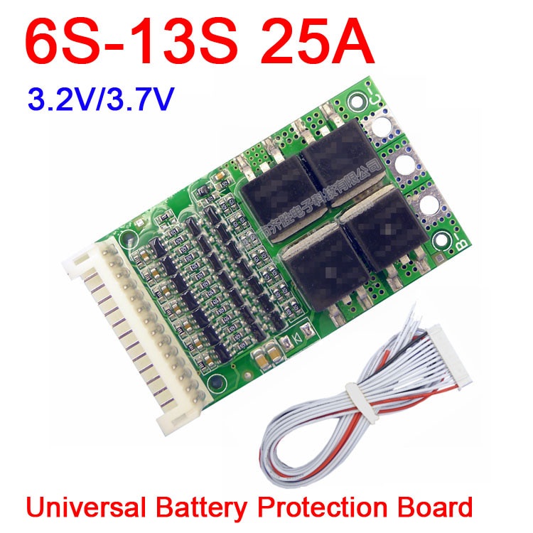 Universal 6S-13S 7S 8S 10S 12S 25A BMS 18650 LiFePO4 protection board ...