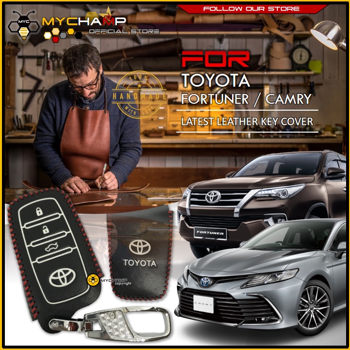 Toyota Camry & Fortuner Keyless Remote Case Smart Leather Key Cover ...