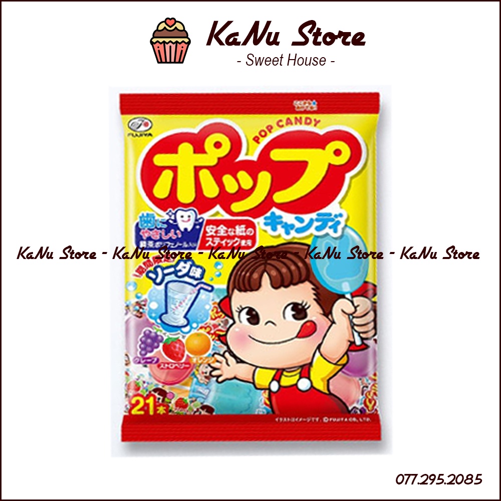 Fujiya Pop Candy Japanese anti-cavity fruit lollipops (Pack of 21 ...
