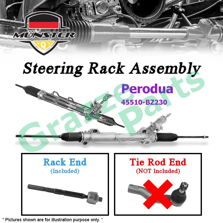 100% NEW - Münster Steering Rack Assy Assembly 45510-BZ230 Perodua Axia ...