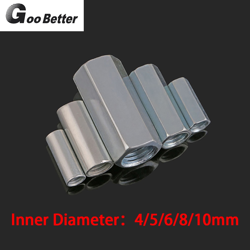 M4 M5 M6 M8 M10 Zinc-Plated Long Hex Nuts Galvanized Full Thread Plain ...