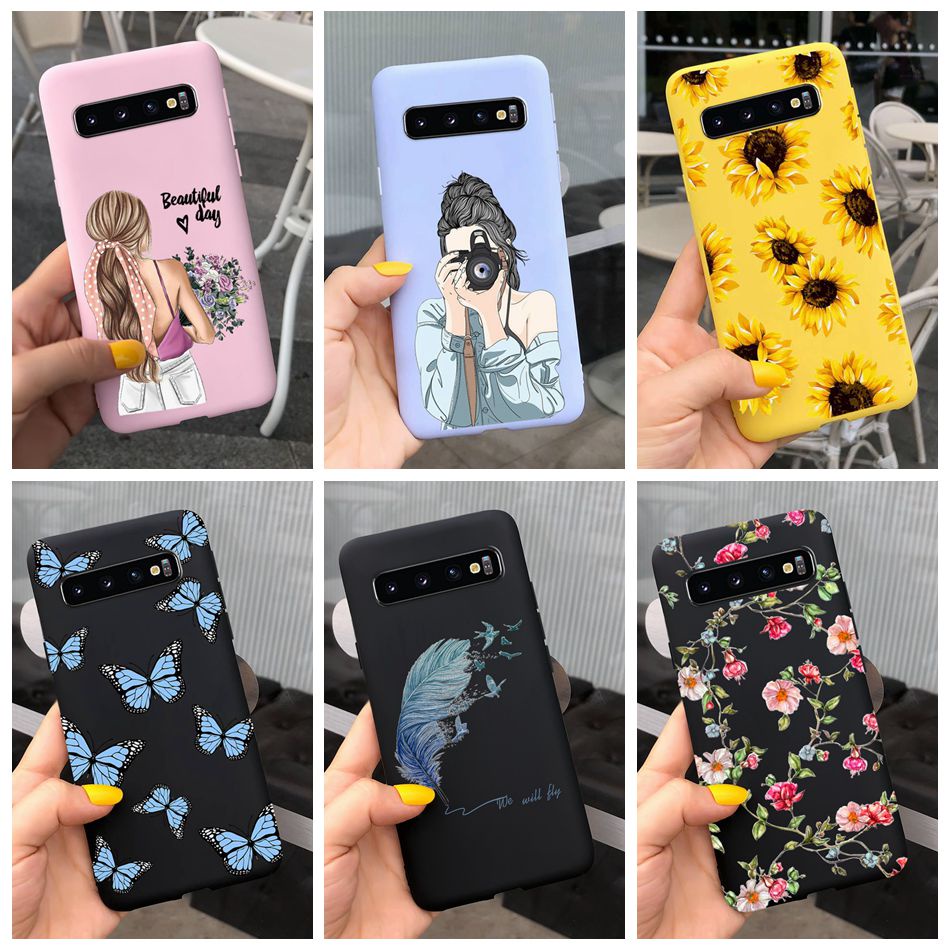 Samsung Galaxy S10+ / S10 Beautiful Girl Sunflower Pattern Phone Case ...