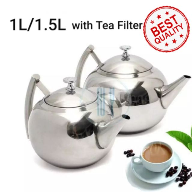 Teapot Coffee Tea Pot Kettle Teko Kopi with Filter Strainer Cerek Air Dapur Polished Stainless ...