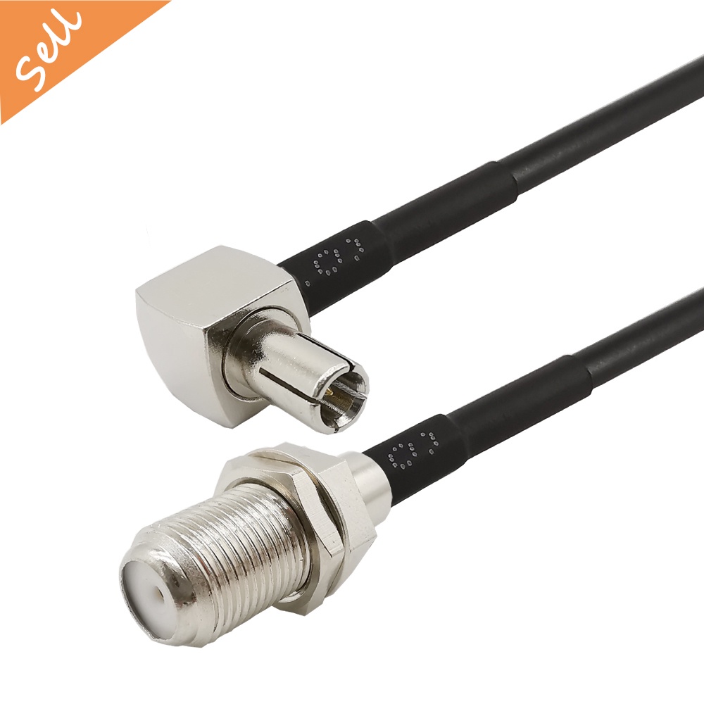 TS9-F RF Coaxial Connector Right Angle TS9 Plug To F Female Jack Nut ...