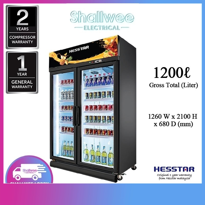 Hesstar 1200L HDS-D1200B 2 Heater GlassDoor No Frost Display Showcase ...