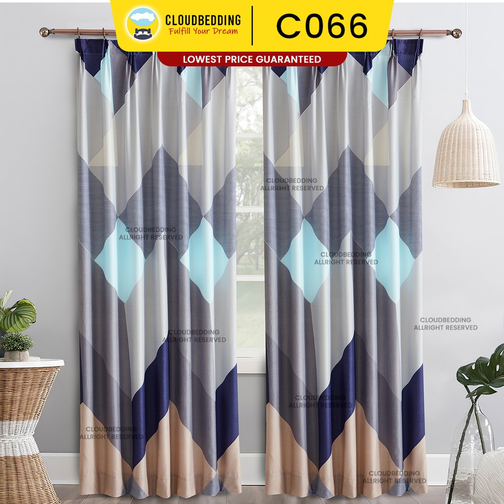 Premium Hook Type Modern Langsir Curtain Semi Blackout Langsir Pintu ...
