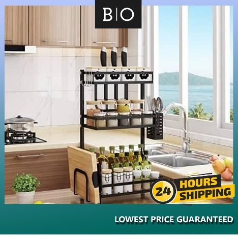 Full Kitchen Spice Rack Stainless Steel Condiment Rack Seasoning ...