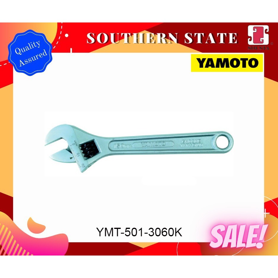 YAMOTO 4"/100mm THRU 15"/380mm CHROME VANADIUM ADJUSTABLE SPANNER YMT-501-3040K THRU YMT-501 ...