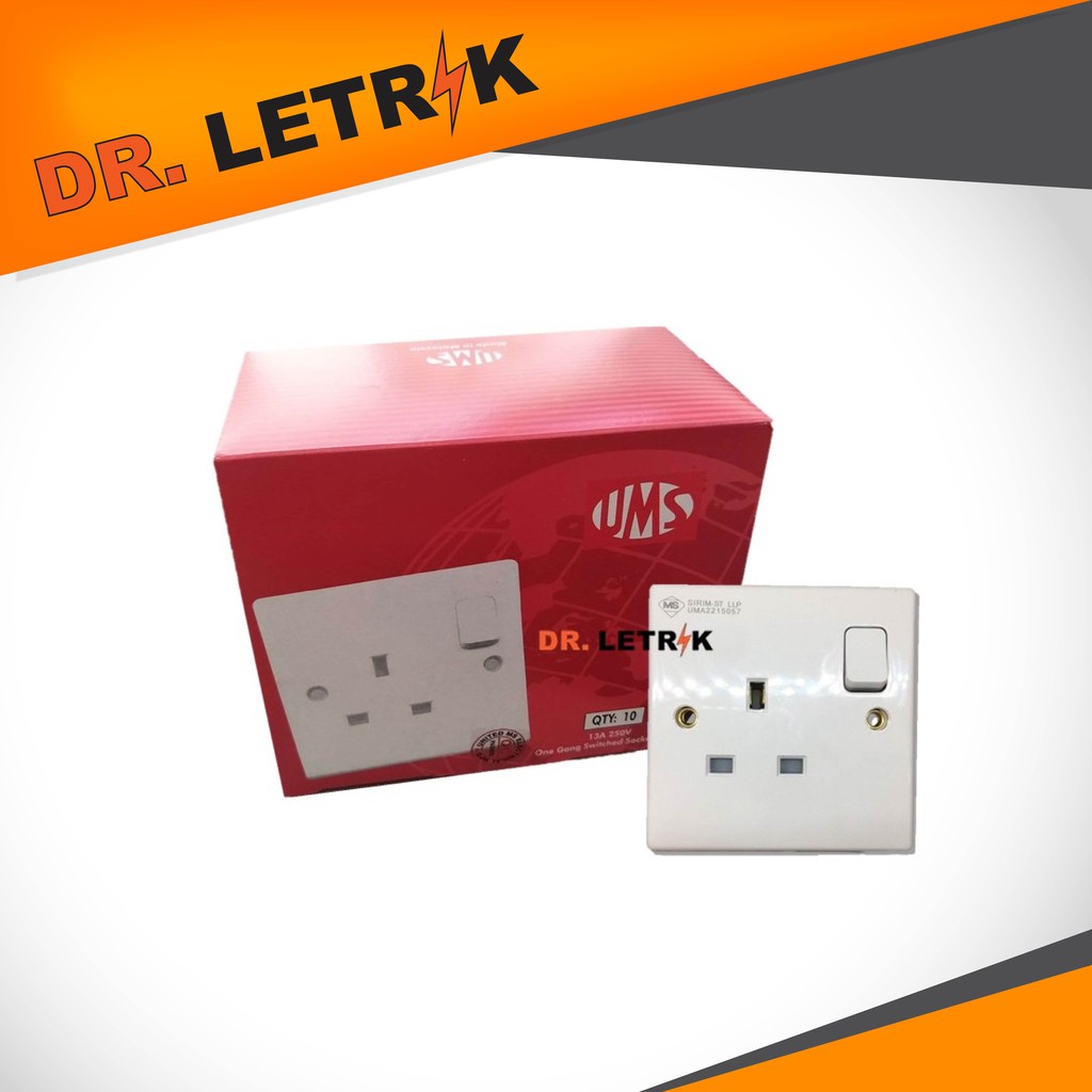 UMS 13A Switch Socket 3 Pin Wall Socket With SIRIM | Shopee Malaysia