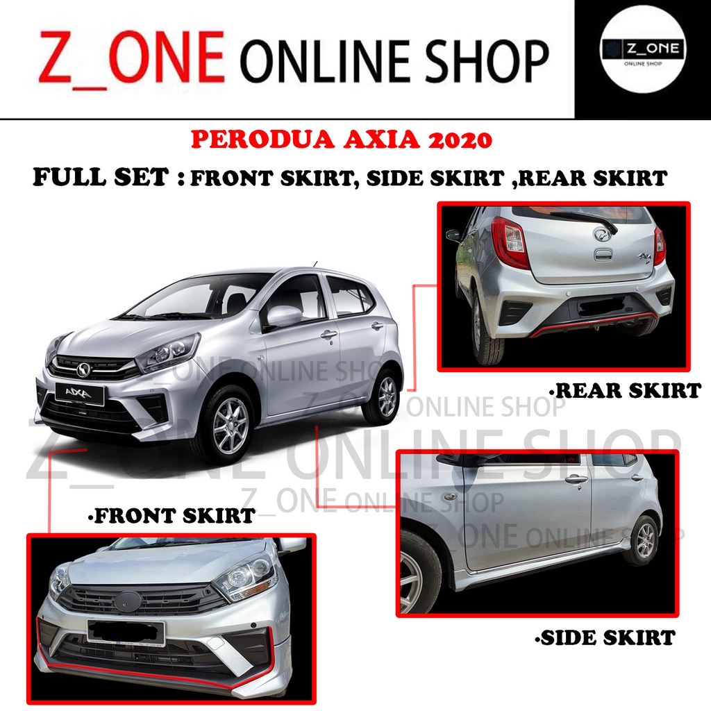 PERODUA AXIA 2020 (FRONT SKIRT ,SIDE SKIRT ,REAR SKIRT) GEAR UP (GU) -MATERIAL ABS | Shopee Malaysia