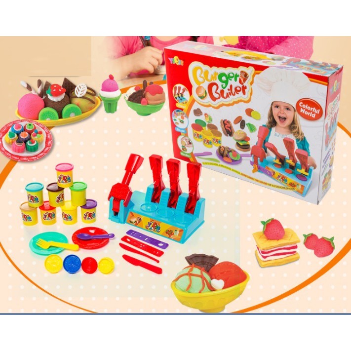 Playdough Burger Builder Play Dough Kids Toys Children Games Clay Games ...