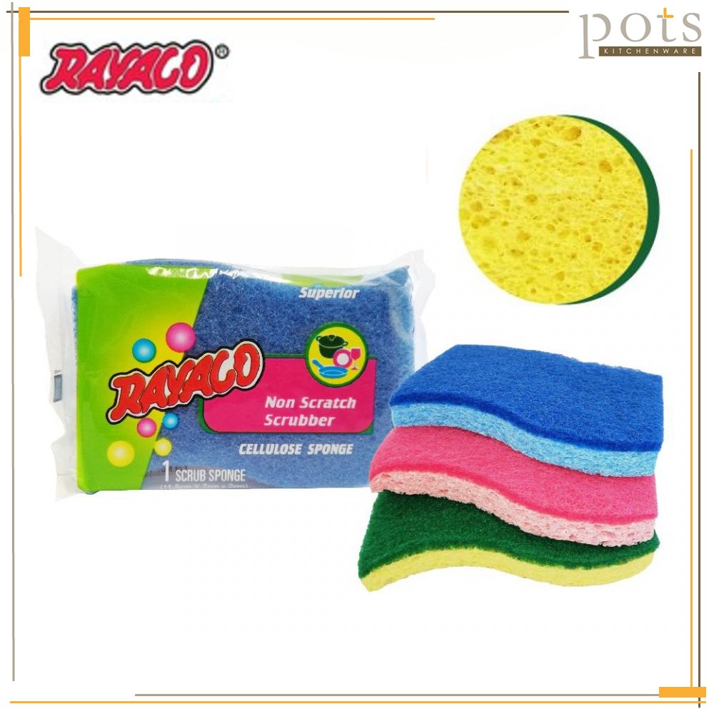 2pcs Rayaco Cellulose Sponge Multipurpose Non Scratch Scrubber Cleaning ...