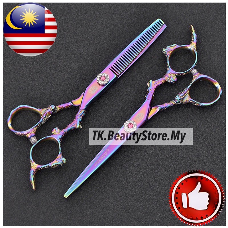 Barber Shop Hairdressing Scissor & Thinning Scissor 6” Set Gunting ...