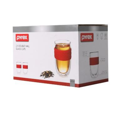 Pyrex Double Wall Glass Cup (400 ml) 2 Glass in 1 box | Shopee Malaysia