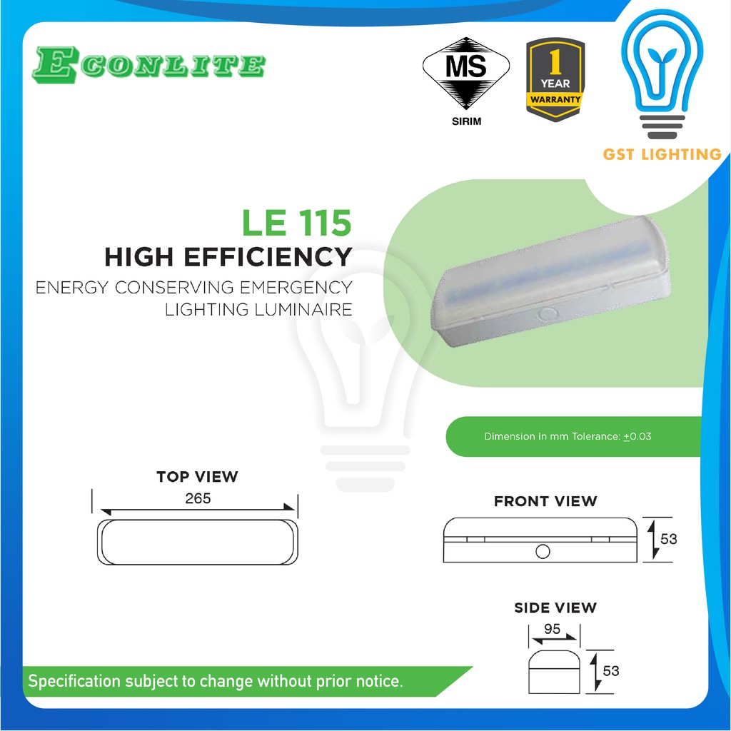 Econlite LE115 Surface Type LED Emergency Light | Sirim / Bomba Approved | Shopee Malaysia
