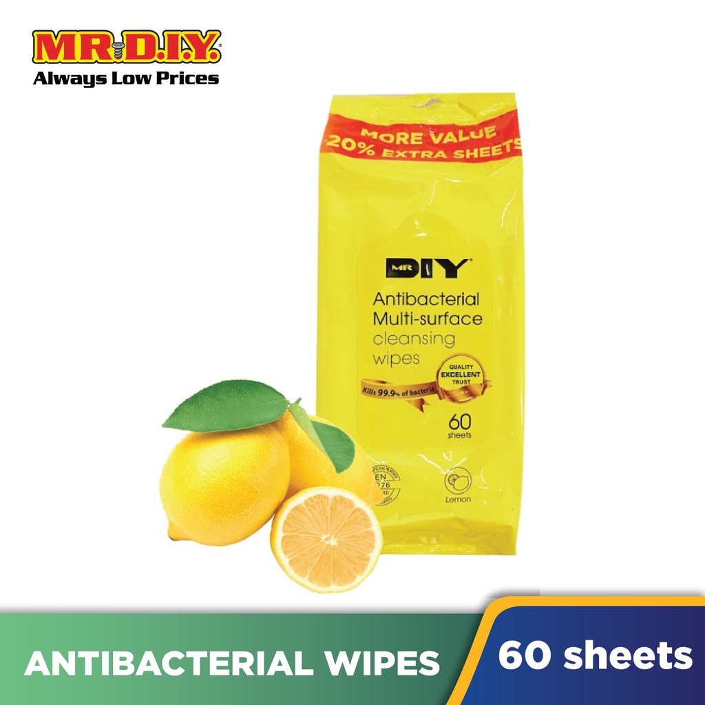 MR.DIY Antibacterial Multi-surface Cleansing Wipes (60 sheets) | Shopee ...