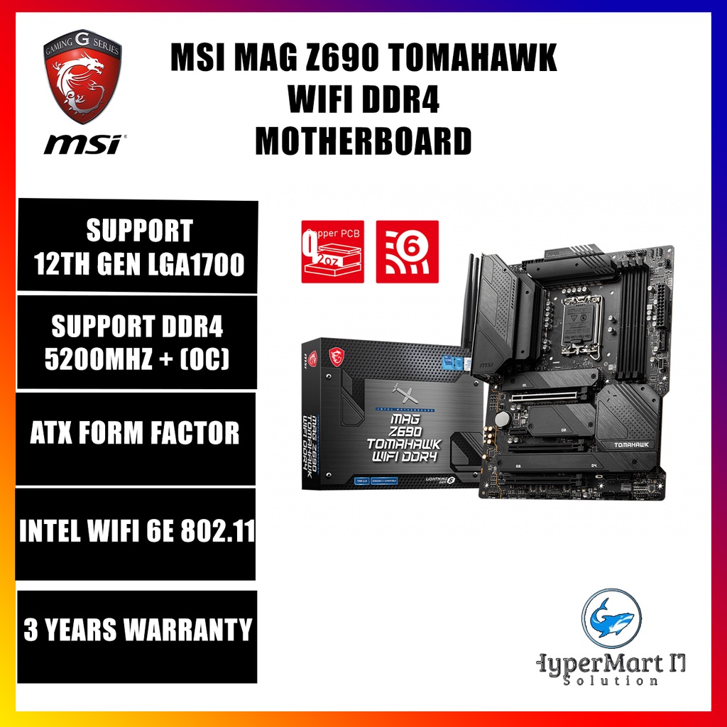 MSI MAG Z690 TOMAHAWK WIFI DDR4 MOTHERBOARD | Shopee Malaysia