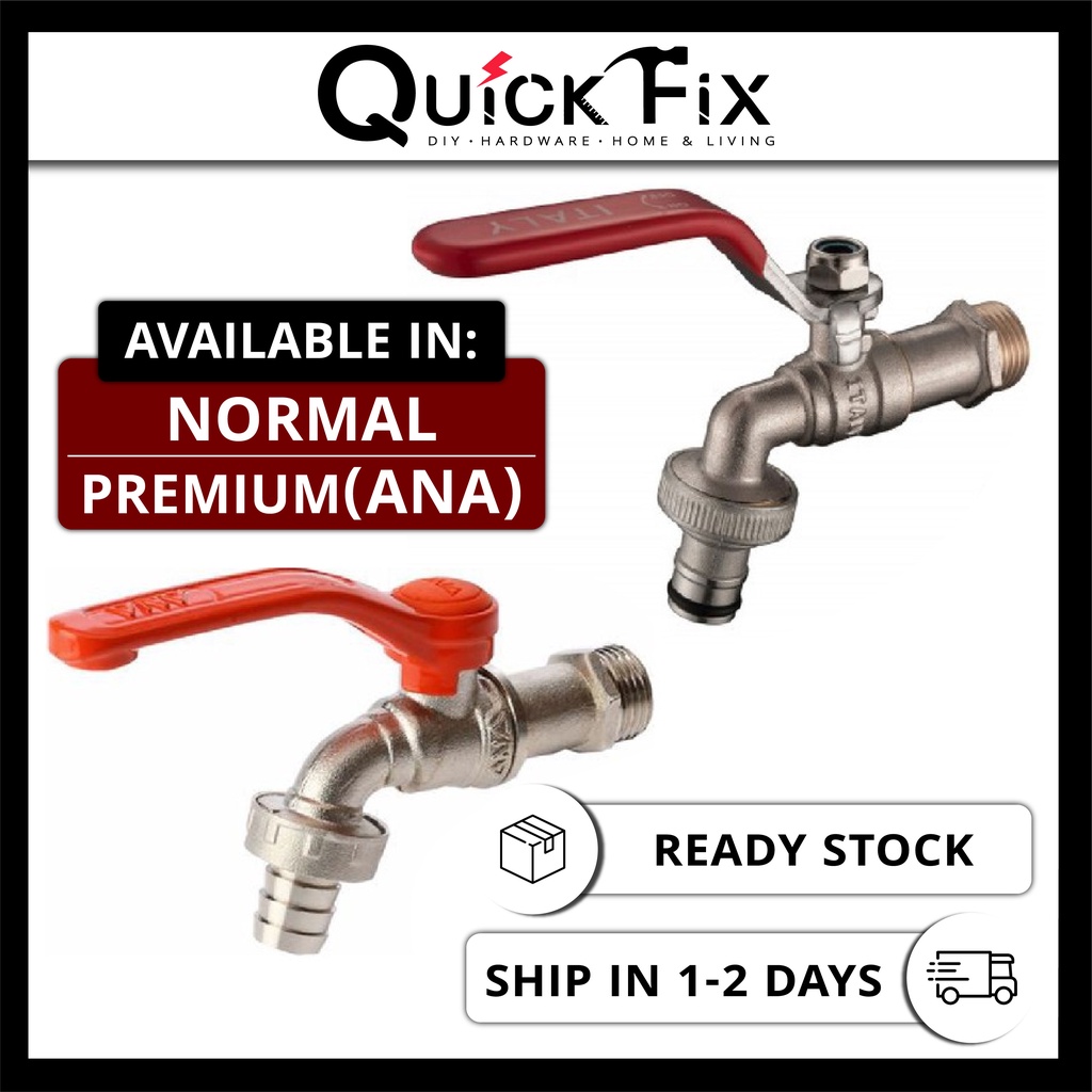 QuickFix 1/2'' Inch Brass Bib Tap Bibcock Wall Mounted Union Water Tap ...