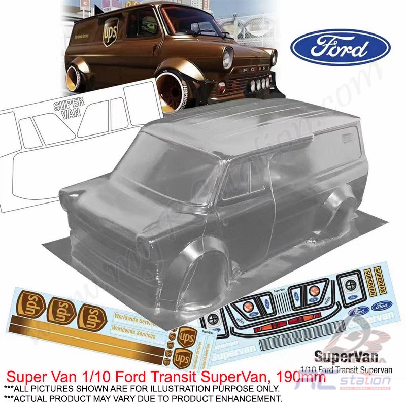 Team C Racing Clear Body Shell Super Van 1/10 Ford Transit SuperVan ...